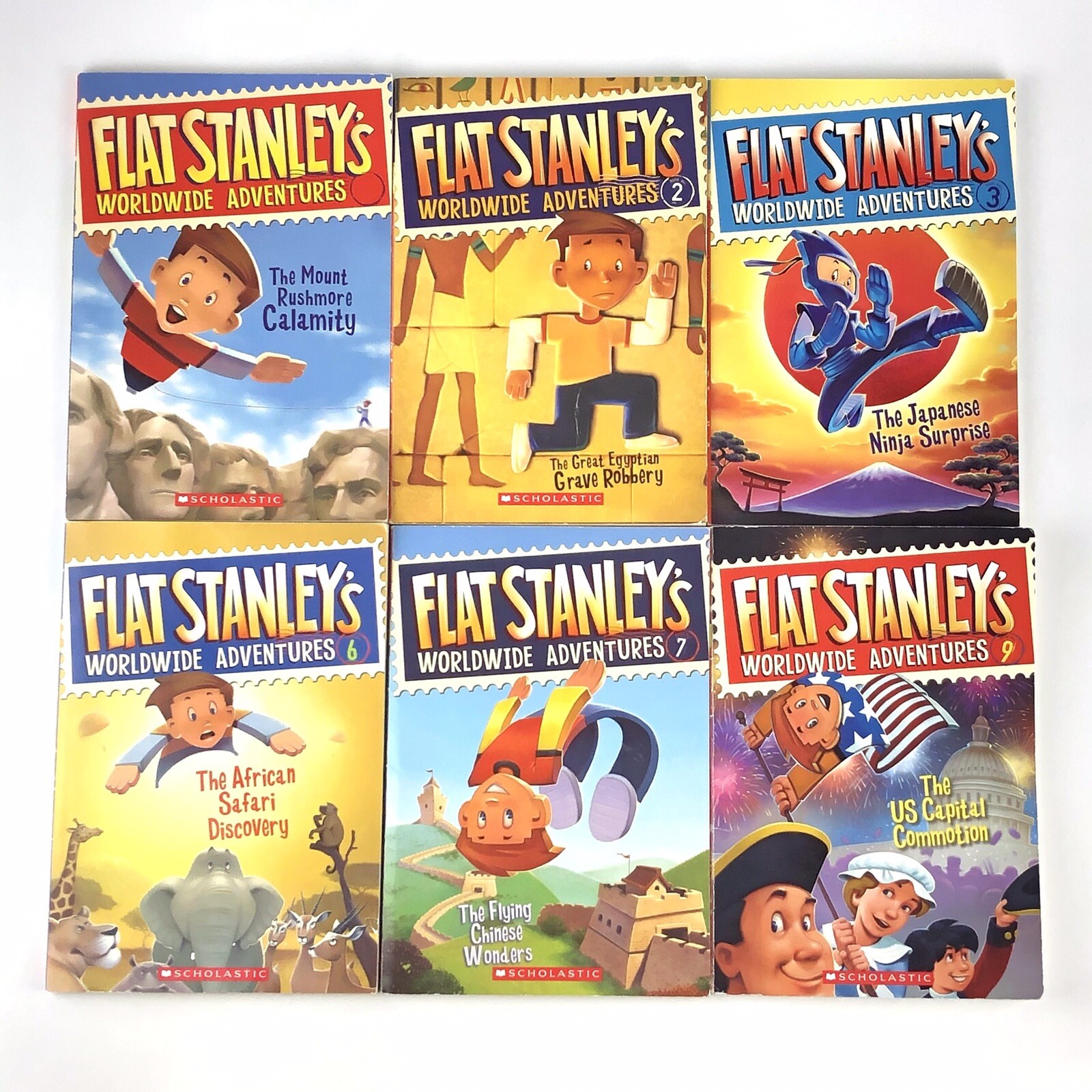 Flat Stanley Lot of 6 Worldwide AdventuresChildrens Books Jeff Brown ...