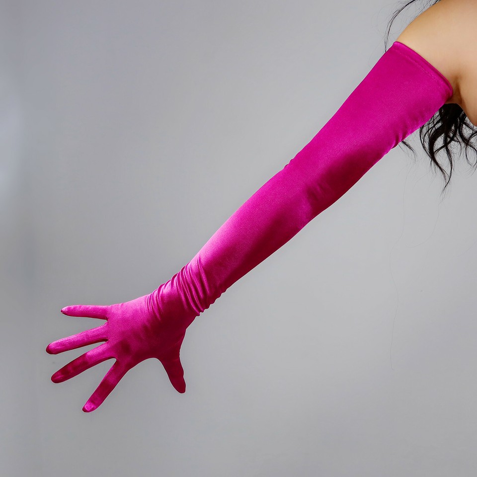 SATIN GLOVES Stretch Silk Opera Evening Extra Long 70cm 28' Hepburn ...