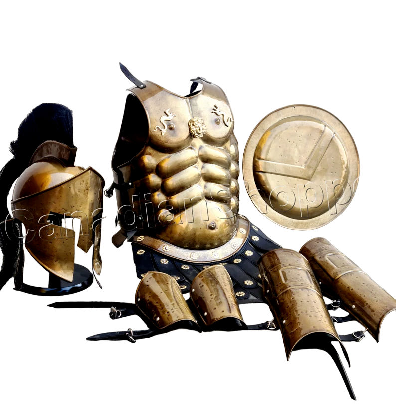 Knight Roman Spartan Suit of Armor Muscle Set-Shield Helmet arm guard ...