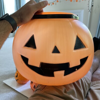 HUGE JUMBO General Foam Halloween Pumpkin Candy Pail Bucket Blow Mold ...