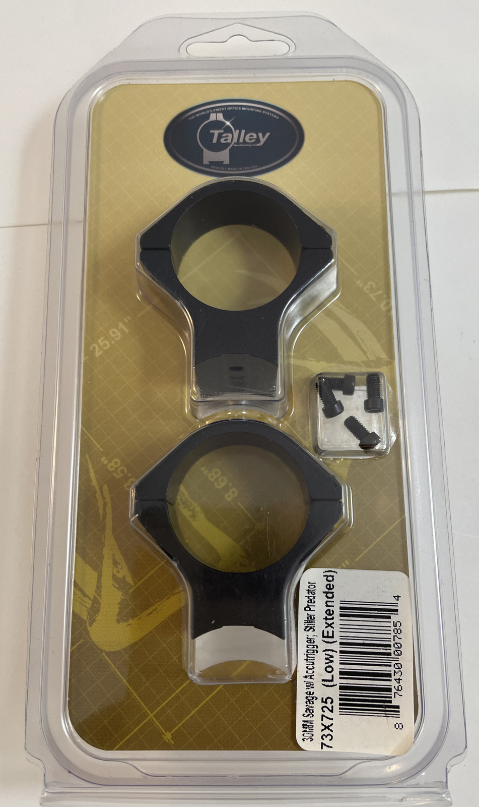 Talley Savage Model 12rd Action Extended 30mm High Scope Rings Black ...