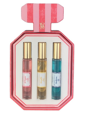 VICTORIAS SECRET 3 PC TRAVEL SPRAY GIFT SET BOMBSHELL AMALFI SANTORINI ...