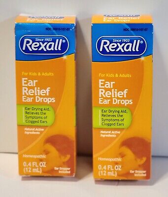 2 PACK Rexall Ear Relief Ear Drops 0.4oz Kids Adults Ear Drying Aid ...