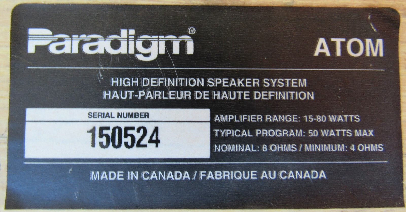 Paradigm Atom Crossover, Name Badge & Label Original Speaker ...