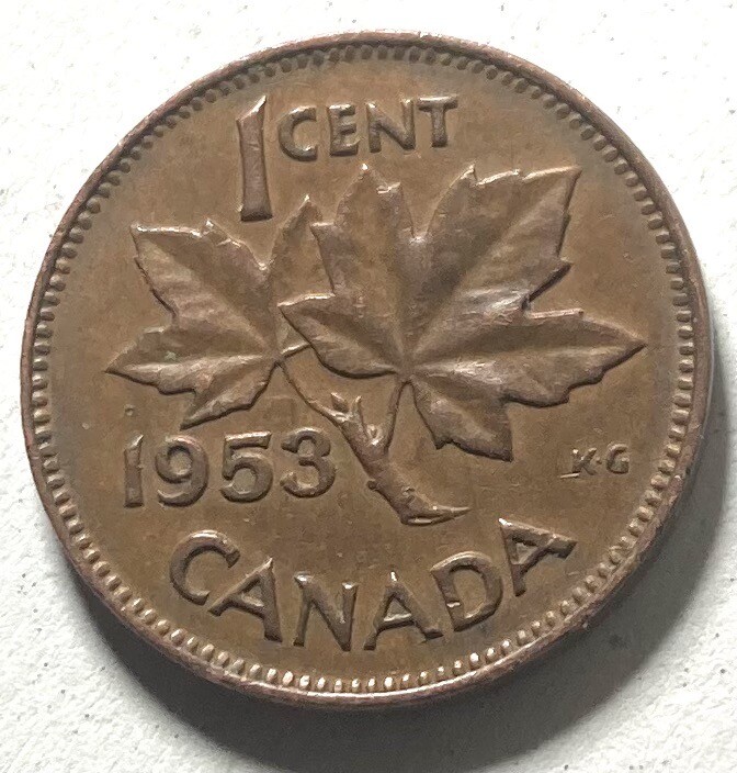 1953 Canada 1 Cent Bronze Coin With SF Queen Elizabeth II Royal ...