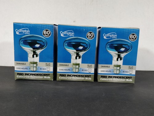 3 x 60W BLUE Incandescent R80 Reflector Light Globe Bulb Bayonet B22 ...