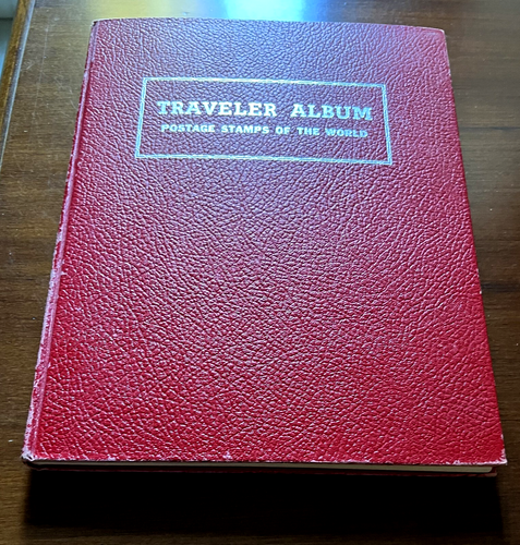 Vintage 1960 H E Harris Traveler stamp album with over 800 stamps ...