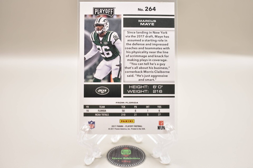 Marcus Maye Jets 2017 Panini Playoff Rookie RC Card Base #264 | eBay