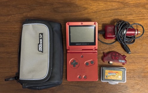 Gameboy Advance SP Flame Red Bundle! W/ Game- DK Country 2 , Case ...