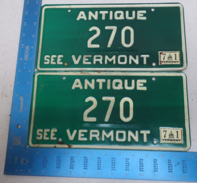 Vermont License Plate Tag Pair Set VT 1971 71 Antique Auto 270 | eBay