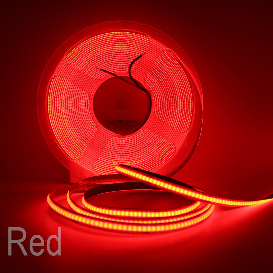 16.4ft Red COB LED Strip Light 384/528LEDs DC12V/24V Flexible Tape ...