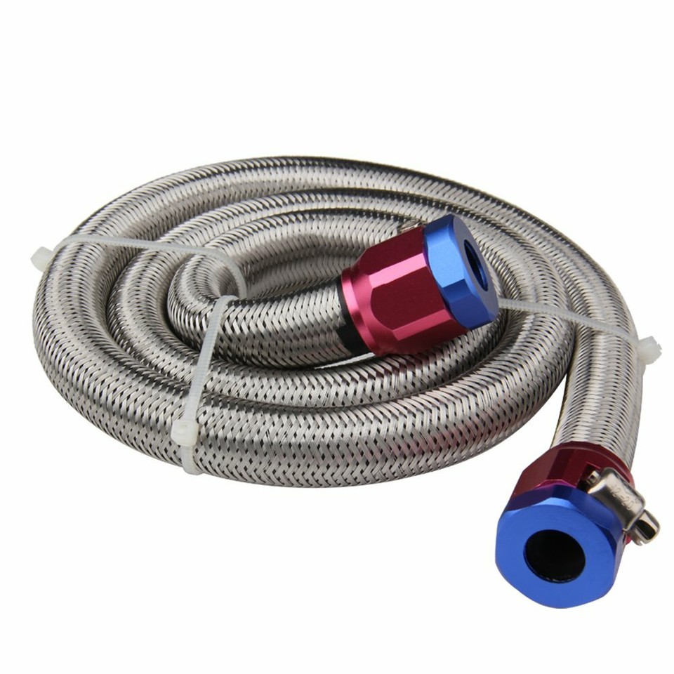 Universal Stainless Steel Braided Fuel Line 3/8 in 3 ft Length High ...