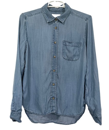 American Eagle Outfitters Top Button Front Blue Denim Mens Size Small ...