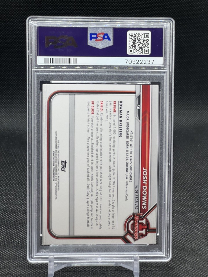 2021 Bowman University Josh Downs #50 1st Bowman PSA 8 | eBay