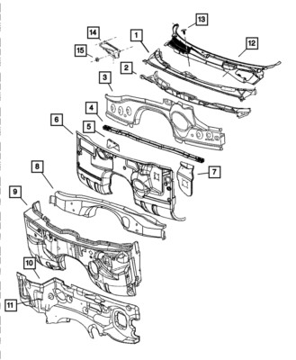 Genuine Mopar Cowl Plenum Lower Panel 68058045ab | eBay