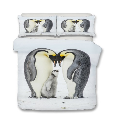 3D Penguin Bedding Set Animal Quilt Duvet Doona Cover Set Single/Double ...