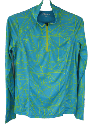 Xersion Green Shirt size S long sleeve zipper top abstract pattern ...