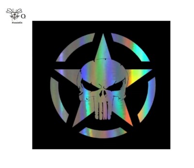 Punisher Skull Star Styling Sticker Laser Decal 16.5cm x 16.5cm | eBay ...