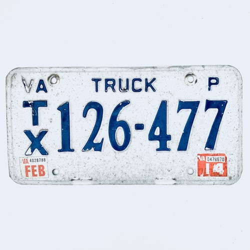 2014 United States Virginia Tax Exempt Truck License Plate TX 126-477 ...