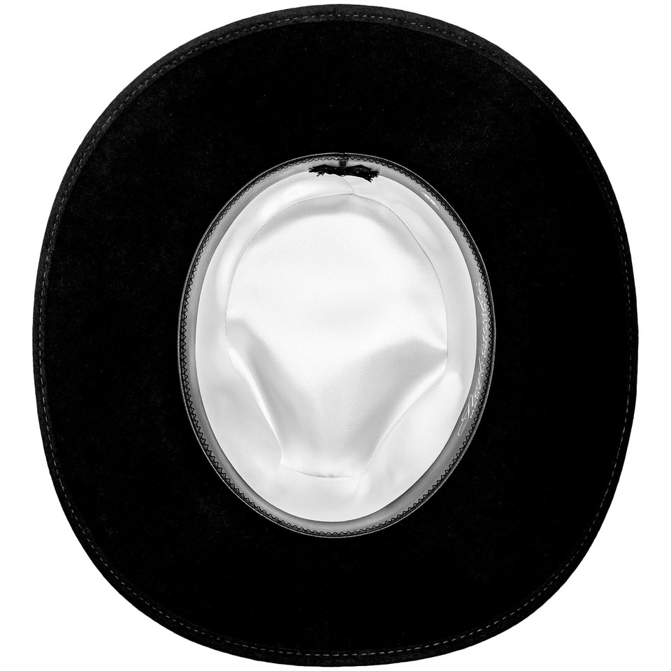 Sterkowski SHARPS Wool Fedora Hat Wide Brim Elegant Cowboy Black / Gray ...