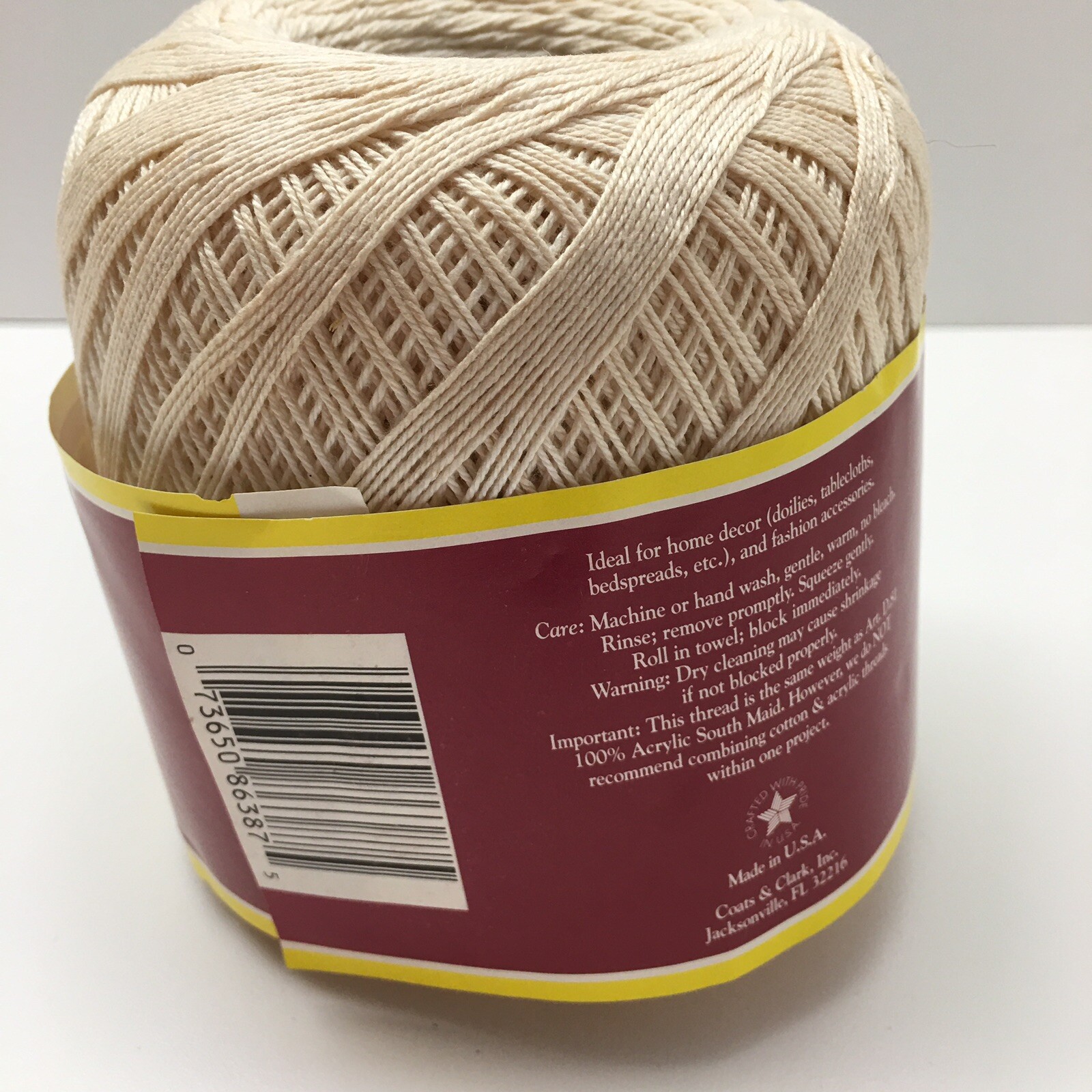 South Maid Crochet Thread CREAM 100% Mercerized Cotton 600 YARDS 5 Oz ...
