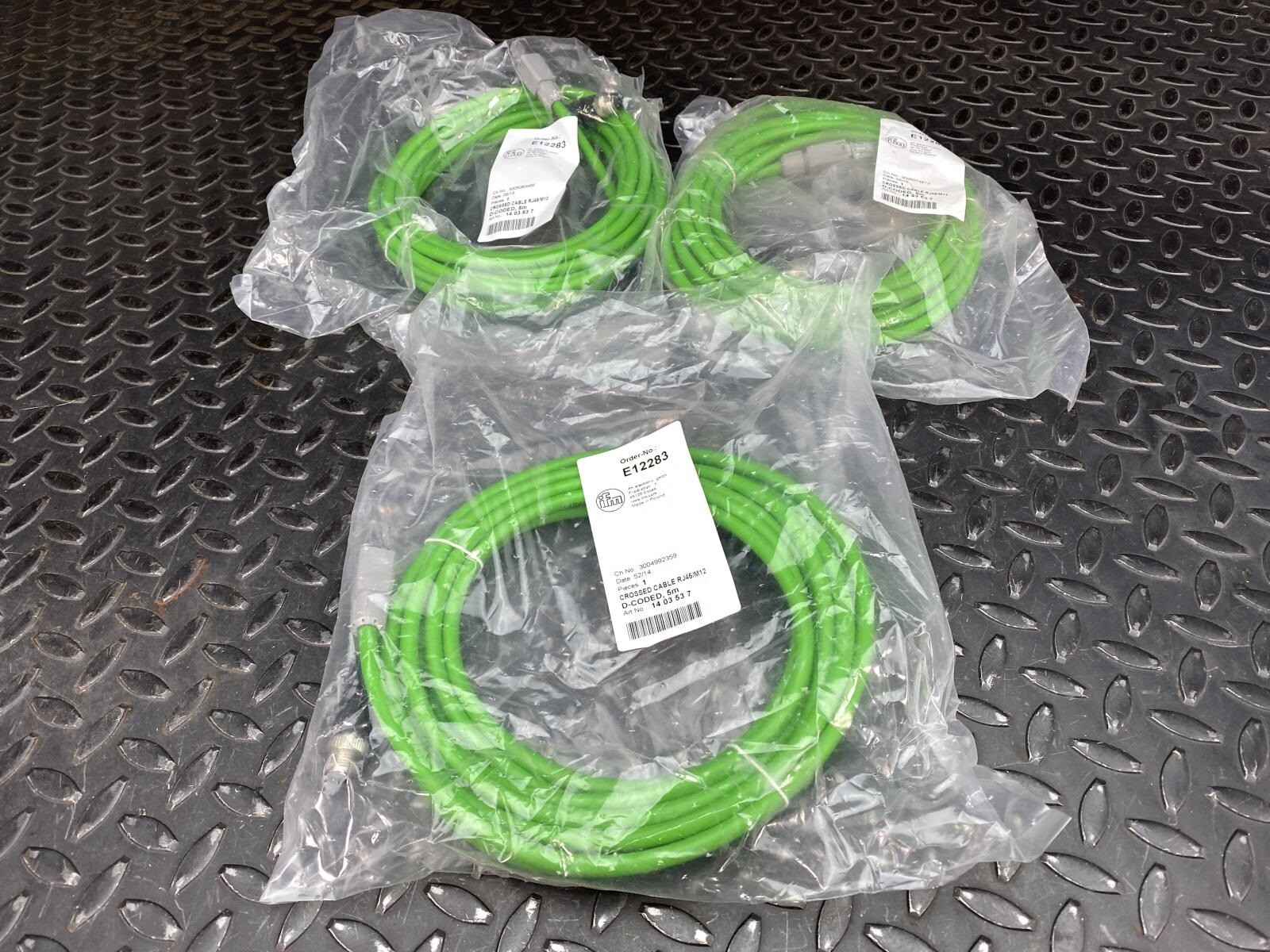 Lot of 3, IFM E12283 Crossed Cable RJ45 to M12 M/M Cable 5 Meter Long ...
