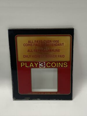 Sigma Games "Play Coins" Slot Machine Glass Credit Meter 410203 1991 W ...