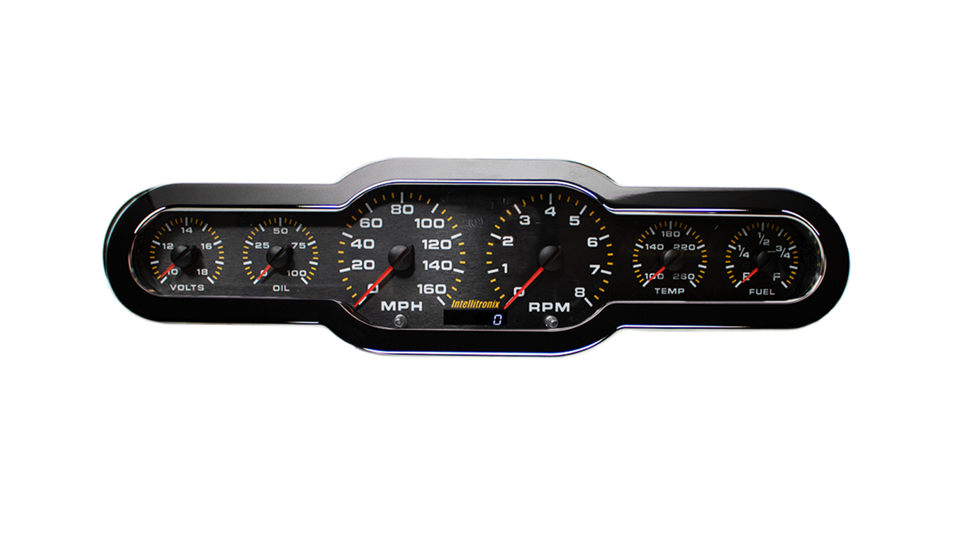 Universal Analog 6 Gauge Panel, Chrome Billet Bezel, Intellitronix ...