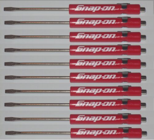 (12)TWELVE Snap on Pocket Screwdriver, Flat Tip Screwdrivers, RED ...