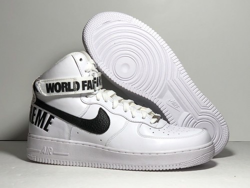 Nike Supreme Air Force 1 One High Hi AF1 White World Famous 698696 100 ...
