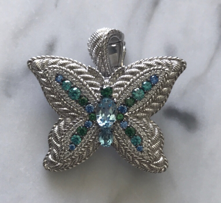 Judith Ripka 925 Blue Topaz Enhancer & Pin (NEW) - Free Shipping!! | eBay