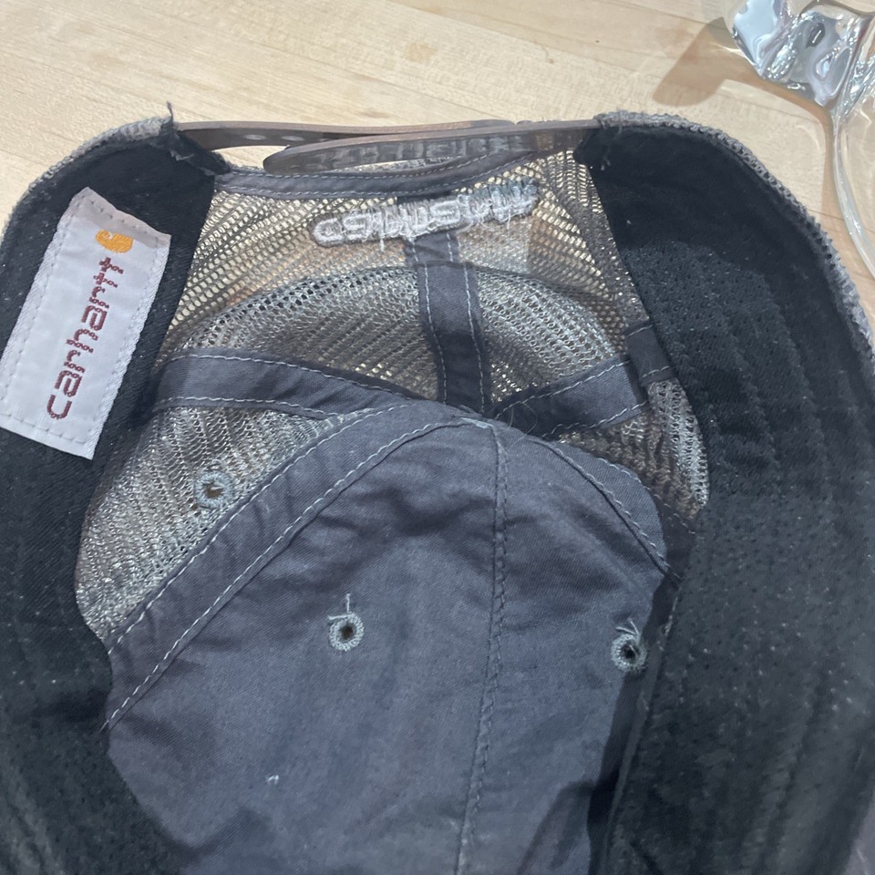 2013 Carhartt One-Size Mesh Ball Cap Snap Back Gray Distressed Broken ...
