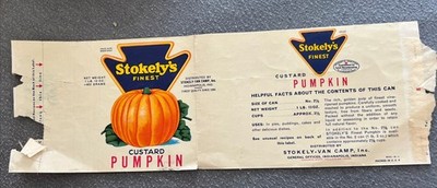 Stokely’s Finest Custard Pumpkin Label And Recipes | eBay