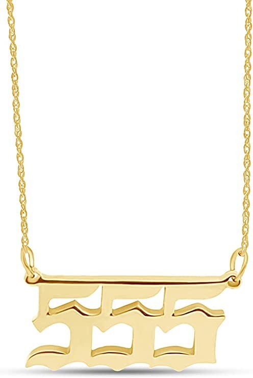 Gold 555 Angel Number Necklace, Jewelry Charms Minimalist Stainless ...