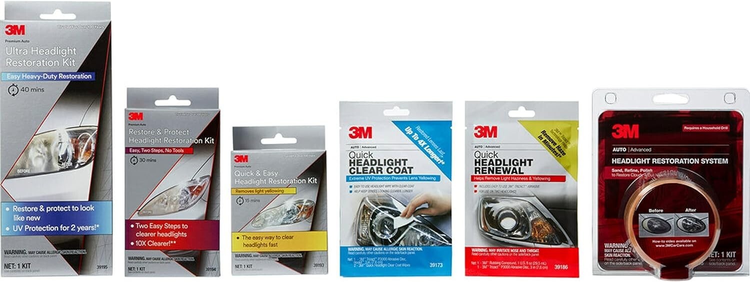 3M Quick and Easy Headlight Restoration Kit Removes Light Yellowingin ...