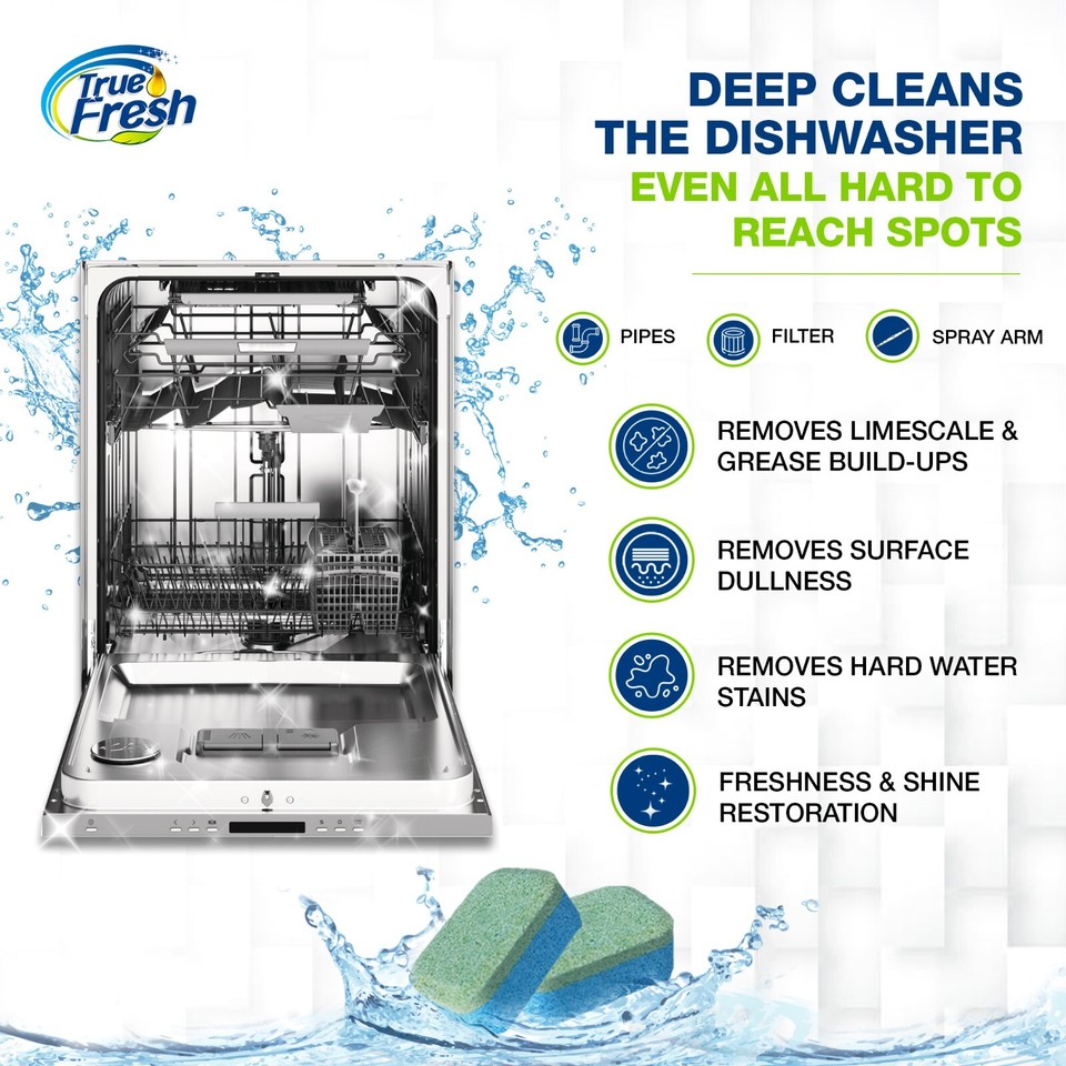 True Fresh Dishwasher Cleaner Tablets 18 Pack - Dishwasher Cleaning ...