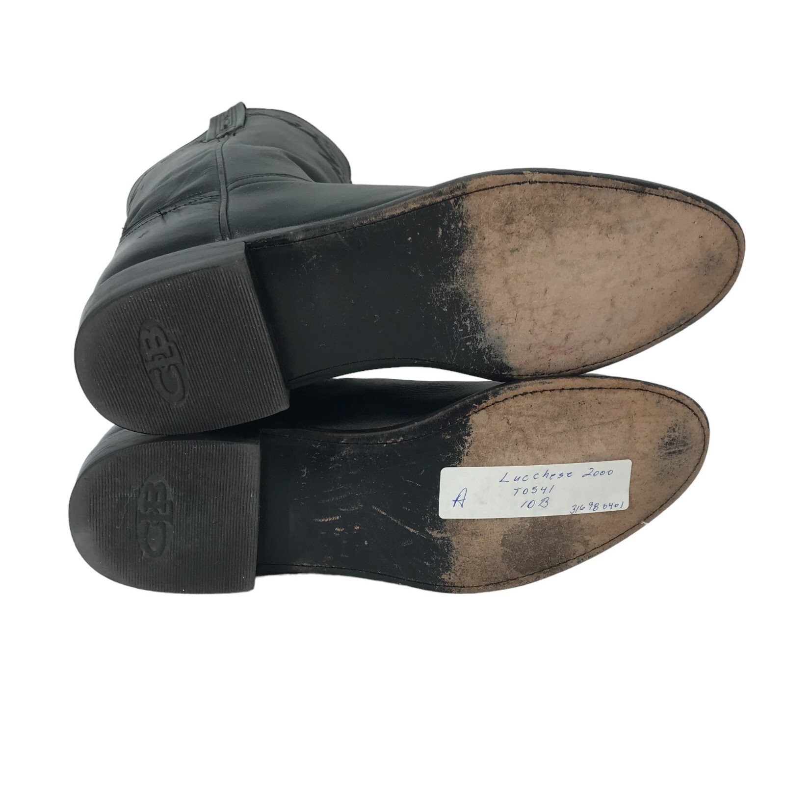 LUCCHESE Cowboy Kennedy Roper Boots Mens 10B Black Bu… - Gem