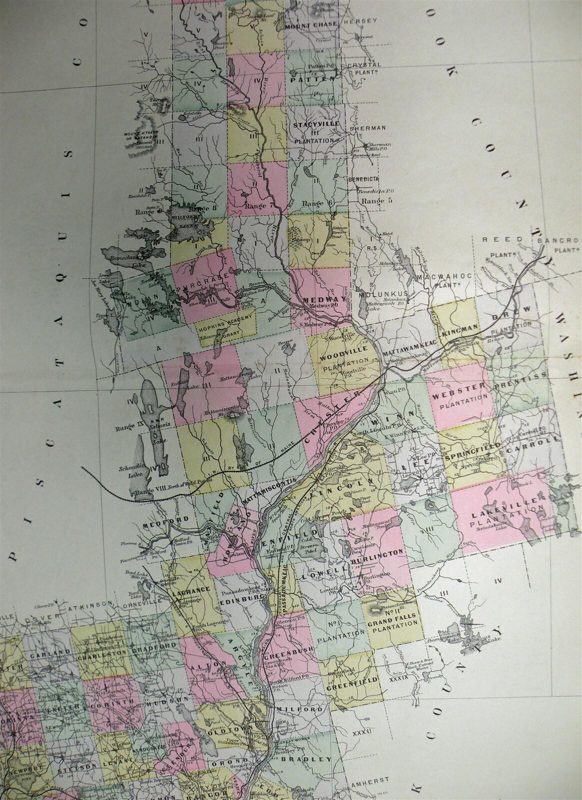 1888 Original Hand-Colored Colby & Stuart Map From Atlas Penobscot ...