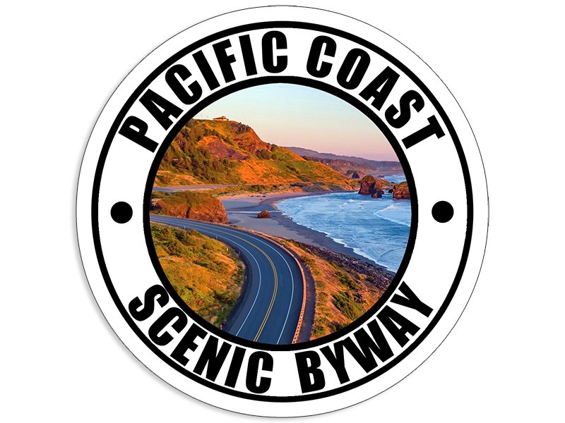 3 inch ROUND Pacific Coast SCENIC BYWAY Sign Shaped Sticker (pch road ...