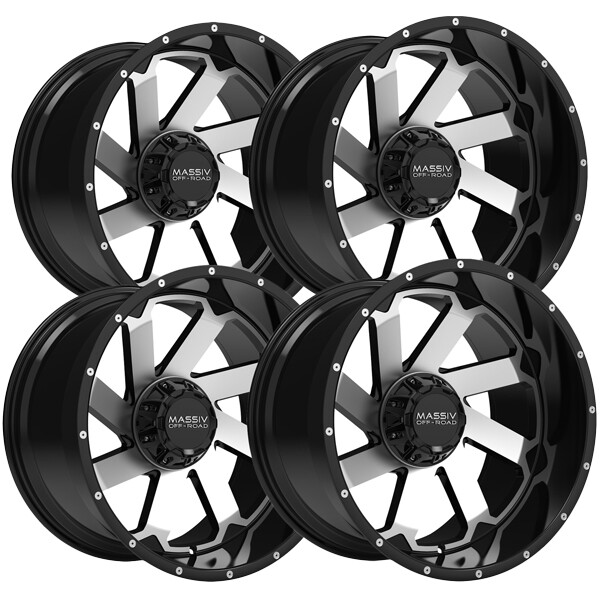 (Qty 4) Massiv Off-Road OR4 20x12 6x135/6x5.5" -44mm Black/Machined ...