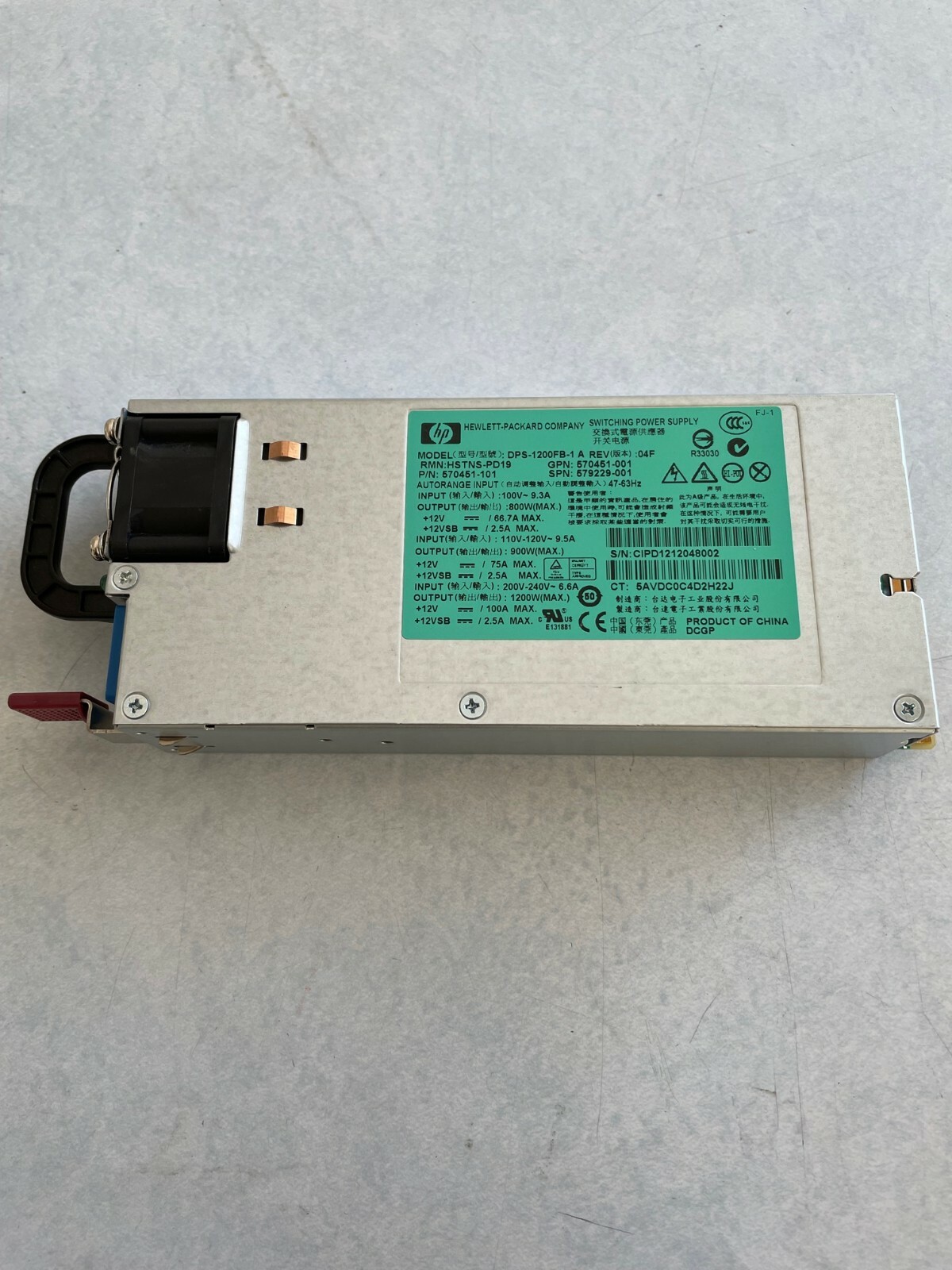 570451-001,DPS-1200FB-1 A,HSTNS-PD19 HP 1200W COMMON SLOT HIGH ...