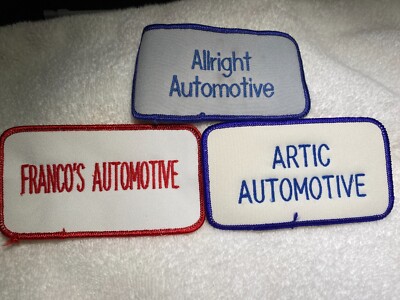LOT OF 3 AUTOMOTIVE COMPANY EMBROIDERED SEW ON NAME PATCH TAGS (3) | eBay
