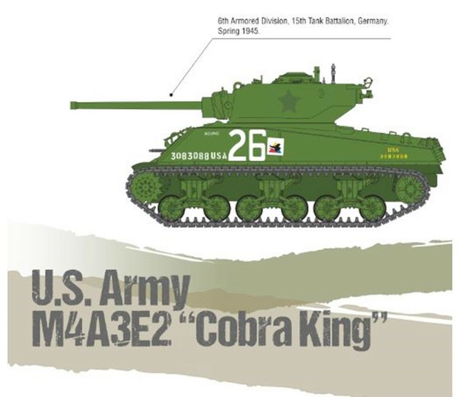 Academy 13527 US Army M4a3e2 Cobra King Heavy Tank Plastic Model Kit 1/ ...
