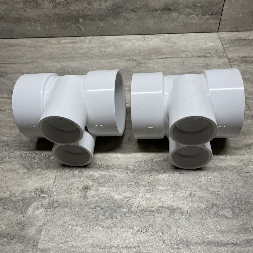 Lot Of 2 Spears P447-337 3" x 3" x 1-1/2" x 1-1/2" DWV PVC Horizontal ...