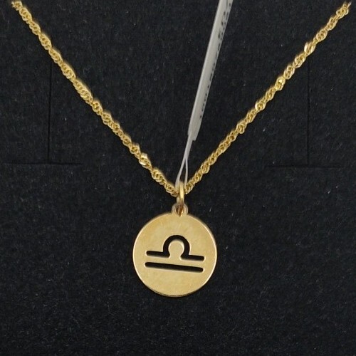 18K Gold Pendant And Chain. Horoscope Libra Symbol. 10 Mm. | eBay