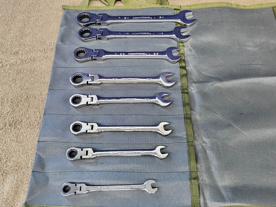 Gearwrench Ratcheting Angle Wrench Set Sae 3/4 11/16 5/8 9/16 1/2 3/8 5 ...