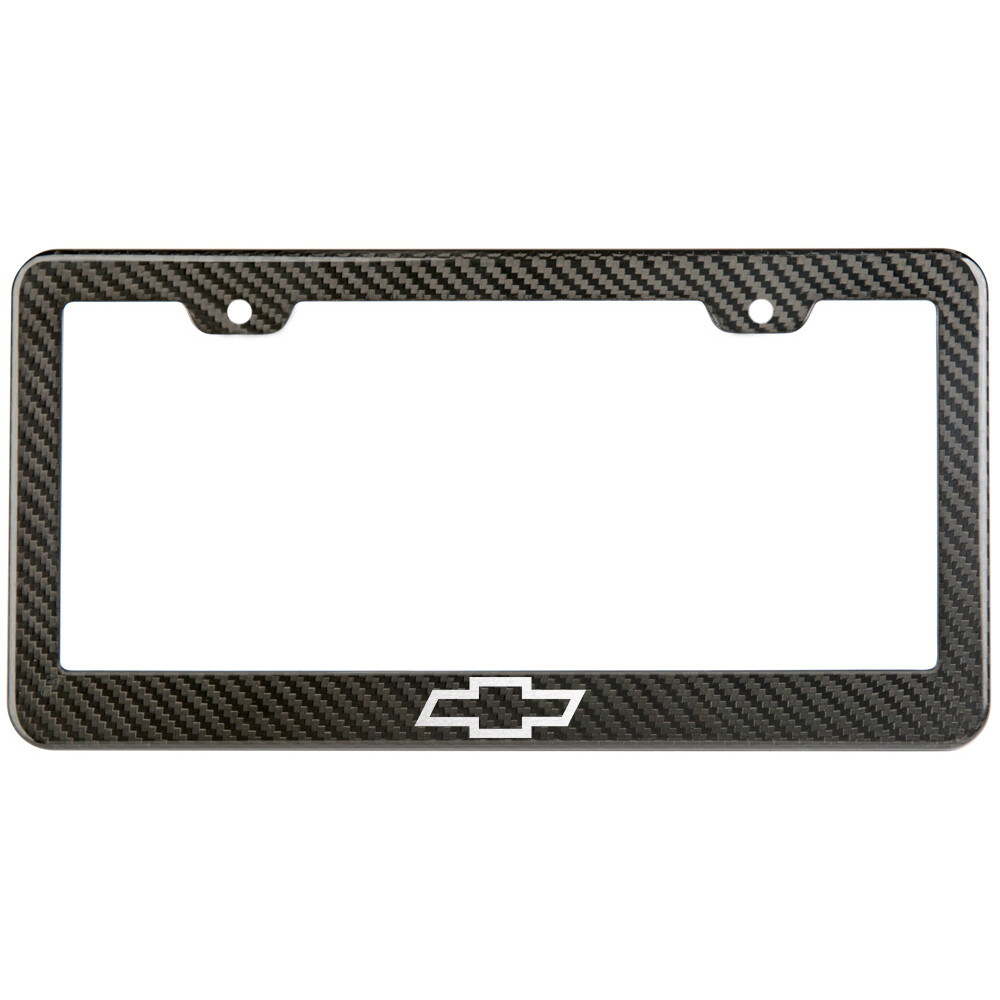 Chevy logo license plate frame carbon fiber look style glossy plastic ...