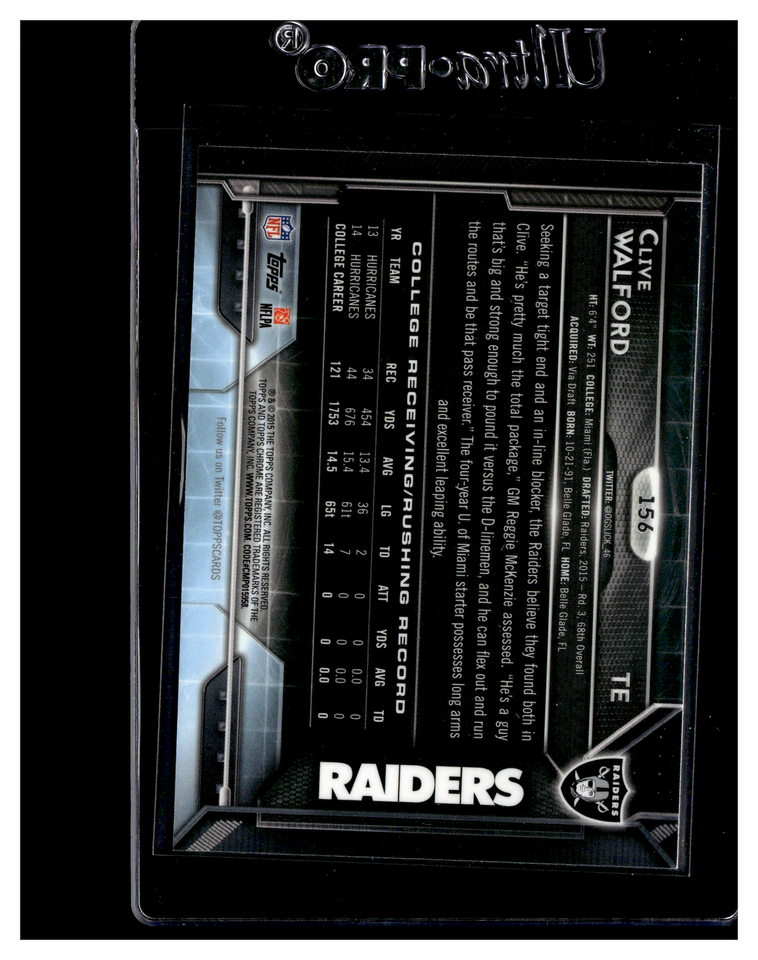 2015 Topps Chrome #156 Clive Walford Xfractors | eBay
