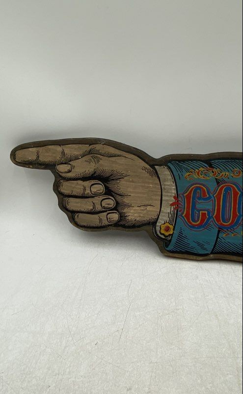 Multicolor Wooden Barware A Hand Pointing Collectible Cold Beer Sign | eBay