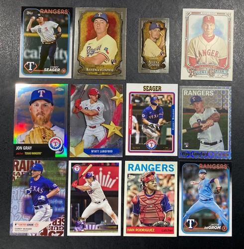 Texas Rangers lot of 12 w/ Seager, Langford RC foil, A&G Mini Chrome ...